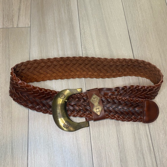 CAbi | Accessories | Cabi Braided Leather Thick Belt Buckle Festival ...